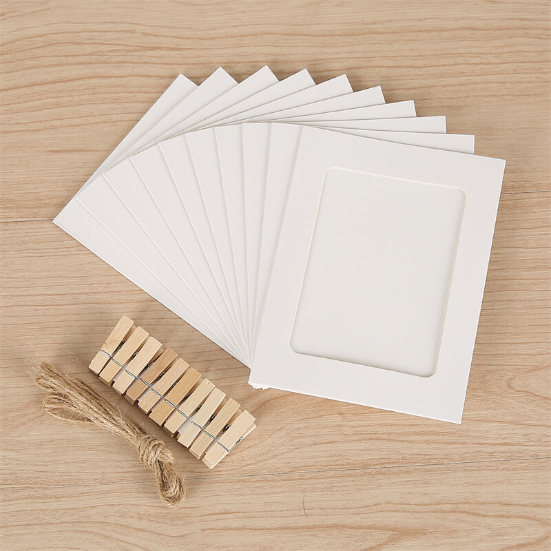 10/20x Cardboard Photo Frames 6"x4" Hanging Bright White Paper Picture ...
