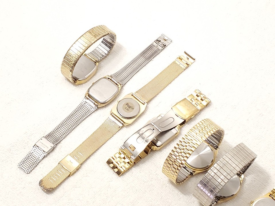 Lot of 8 Men's Quartz Wind Up Watches Date Day Gold Tone Vintage SS ...