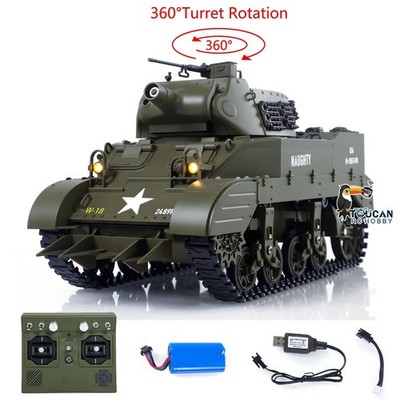 RTR 1/16 RC Tank M8 HMC Scott Battle Tank 360° Turret Rotary Smoke RC ...