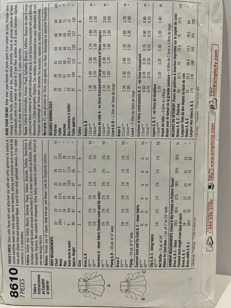 Simplicity 8610 Pattern Girls Rare Editions Dresses, 3 views, Sizes 5-8 ...