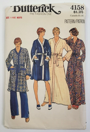 VTG 70's Butterick Pattern 4158 Men's Robe in Two Lengths Size 42-44 ...