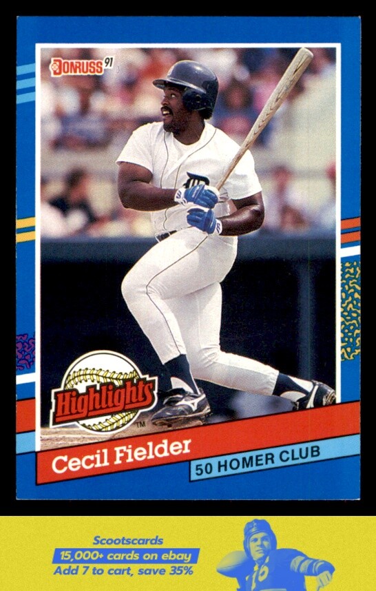 1991 Donruss Cecil Fielder "© 1990 LEAF, INC." Bonus Cards VAR #BC-5b ...