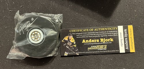 Anders Bjork Boston Bruins Autographed Puck COA INCLUDED | eBay