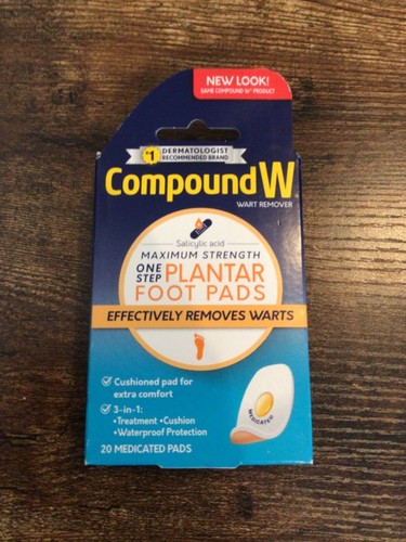 Compound W Max Strength One Step PLANTAR FOOT PADS 20 Ct wart remover ...