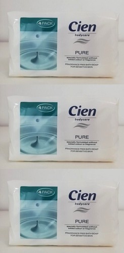 12 x 125g Cien Bodycare Pure Fragrance Free Bath Soap Bars Sensitive ...