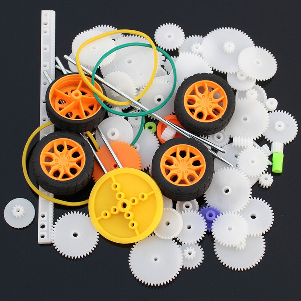 82PCS Plastic Worm Crown Gear Motor Wheel Gearbox Robot Pully Toy Model ...