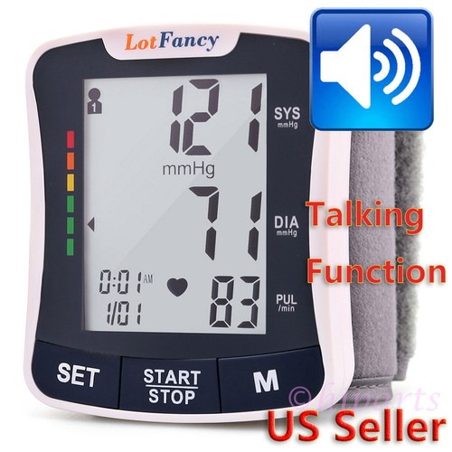 Automatic Digital Wrist Blood Pressure Monitor BP Cuff Gauge Machine w ...