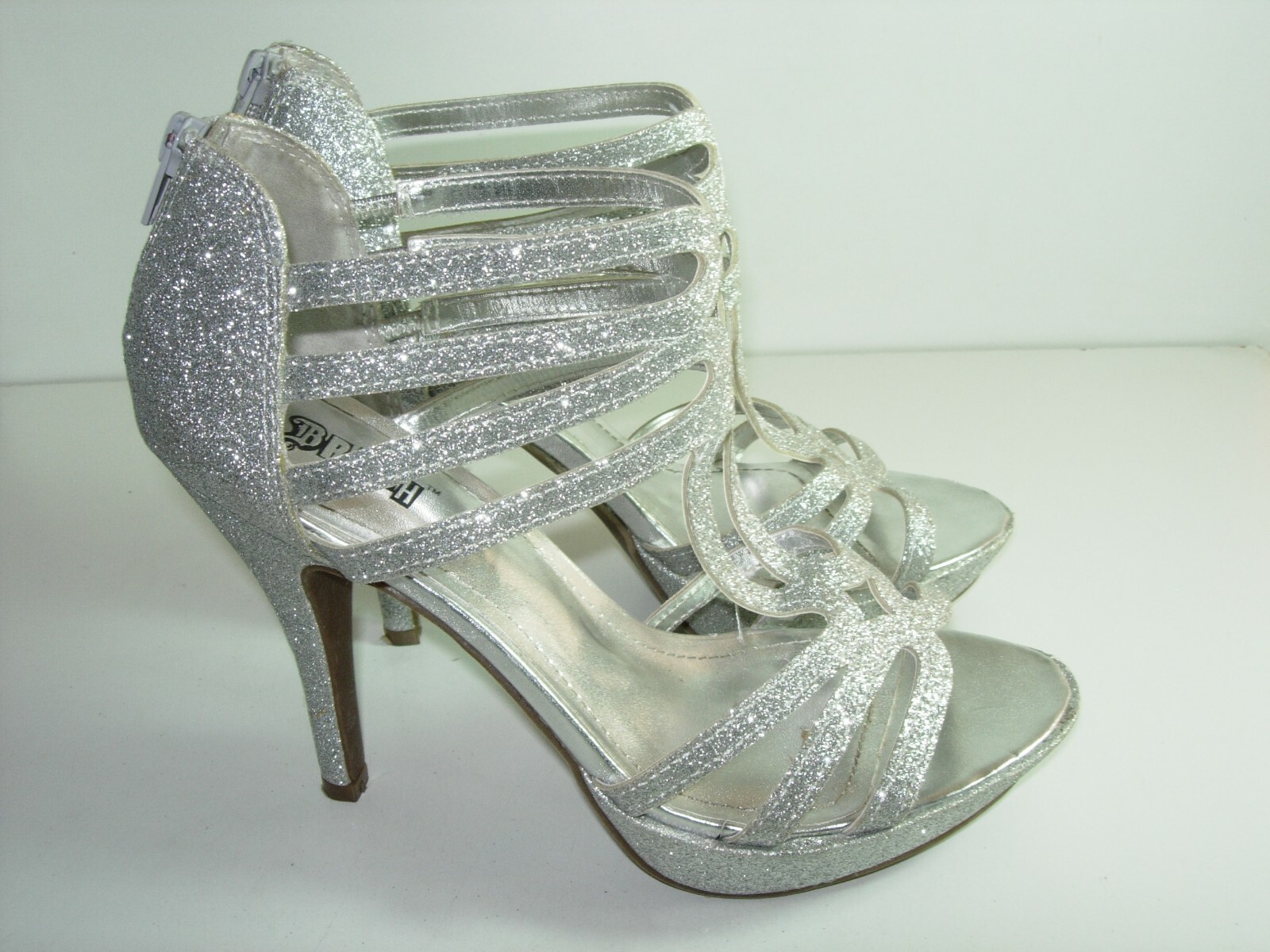 WOMENS SILVER SPARKLE SANDALS PUMPS STILETTO EVENING … - Gem