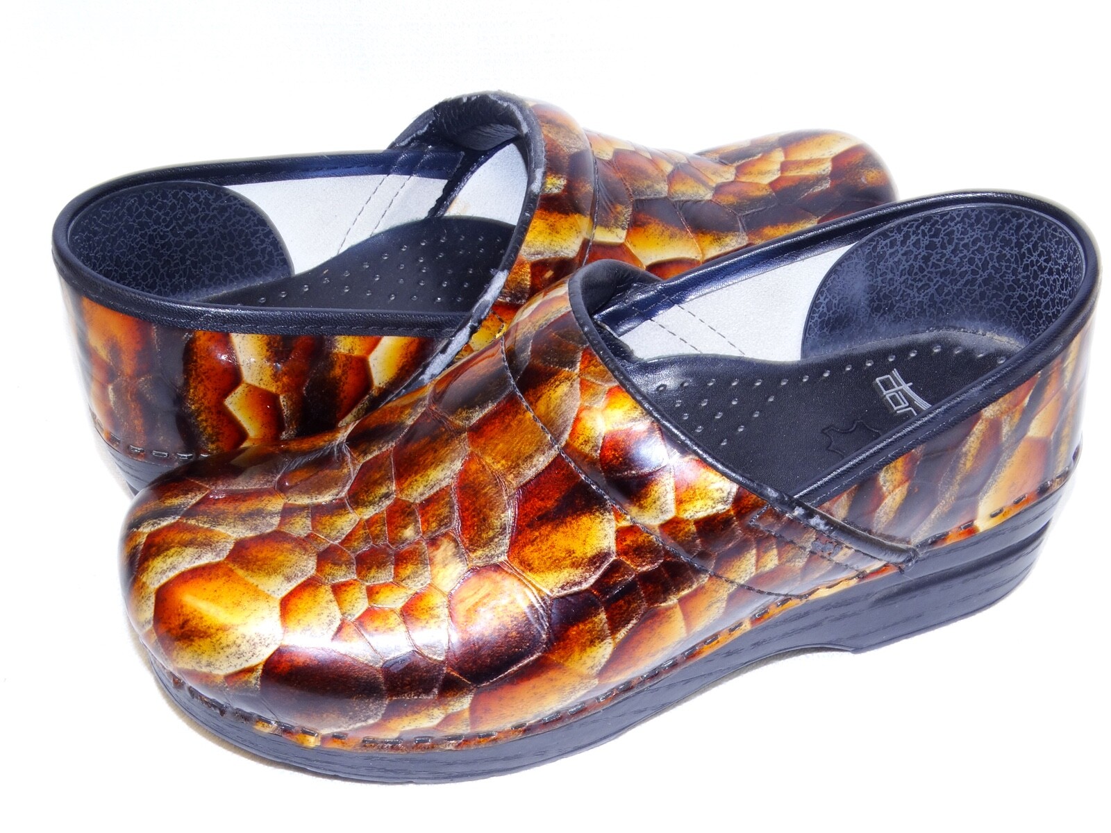 Dansko 39 Clogs Croc Embossed Brown Gold Slip On Nurs… - Gem