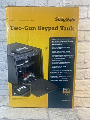 Snap safe Security Keypad Vault Key Entry Black Steel Two-Gun Lock Box ...