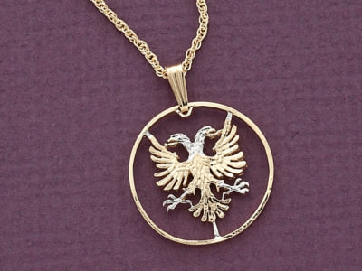 Albanian Eagle Pendant , Hand Cut Albanian Five Lek Coin, 1" in Dia ...