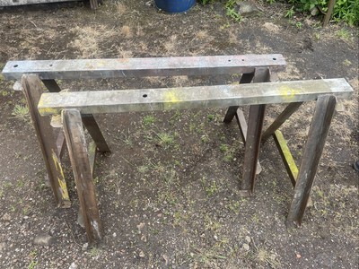 Set Of Two Metal Working Trestles Length 1480mm X Height 840mm X 760mm ...