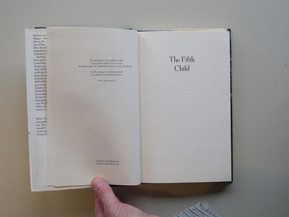 Doris Lessing-The Fifth Child-First-1st-Hardcover-1988-Jonathan Cape ...