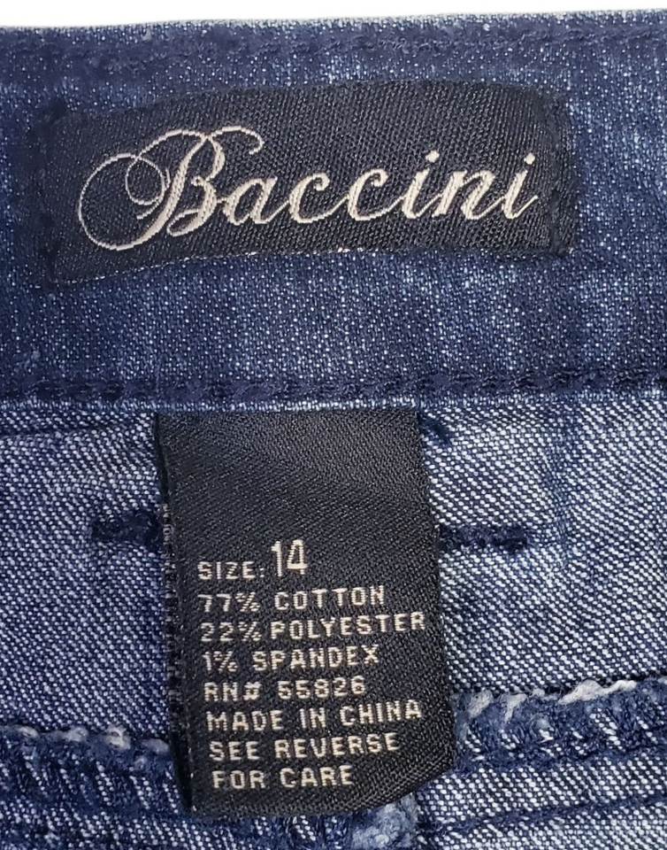 Baccini Womens Denim Skirt A Line Pockets Stretch Front Closure Blue ...