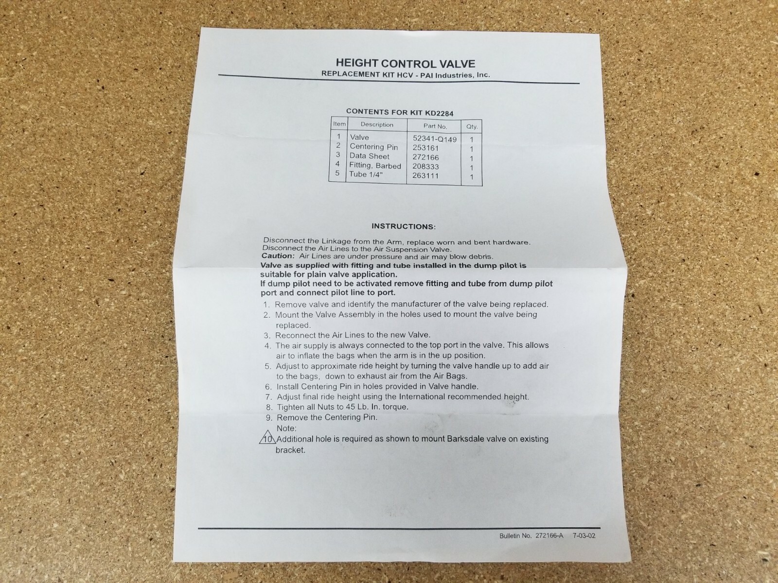 Leveling Valve PAI# LCV-3726 Ref.# International 2506169C91 2039719C1 ...