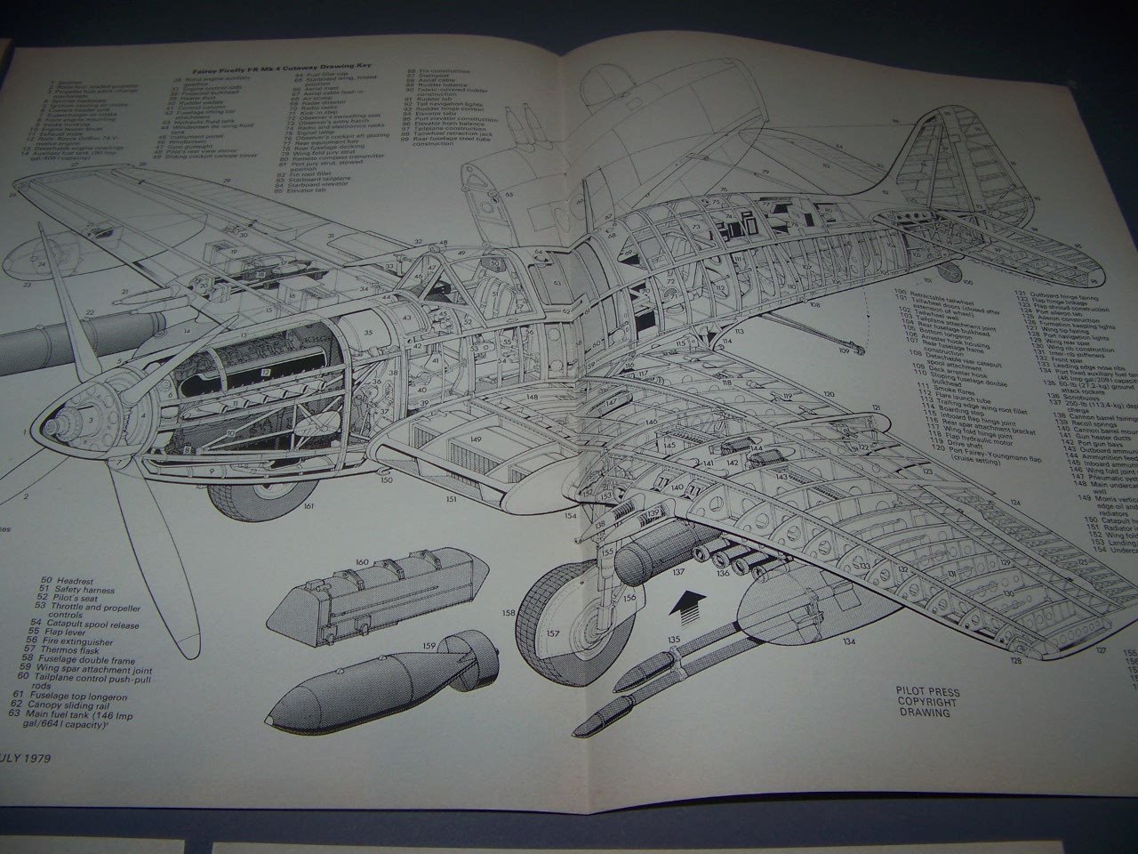 VINTAGE...FAIREY FIREFLY...CUTAWAY/3-VIEWS/SPECS/COCKPIT...RARE! (874E ...