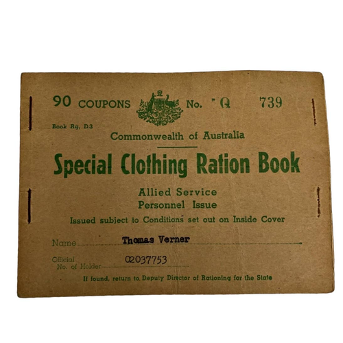 Vintage Special Clothing Ration Book 1945 Thomas Verner Australia WWII ...