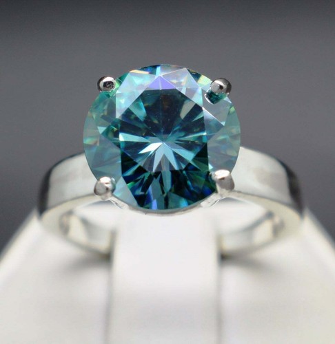 Minimalist 5 Ct Blue Treated Diamond Solitaire Ring Great Shine ...