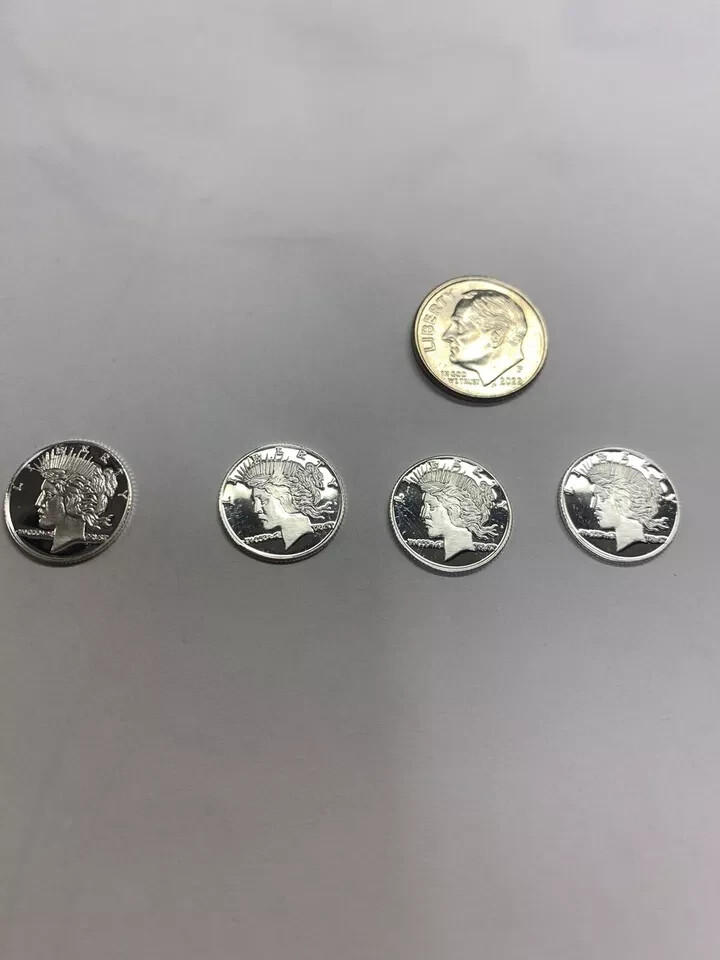 PEACE DOLLAR mini coins 4-PACK of 1 gram silver coins, 4 Silver, 1 Gram ...