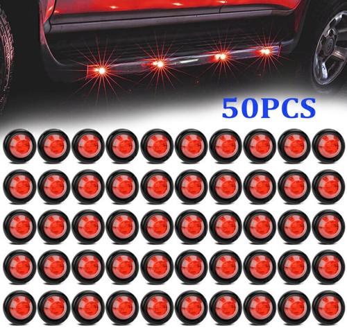 50x 3/4" Red LED Round Side Marker LED Clearance Bullet Lights 12V ...