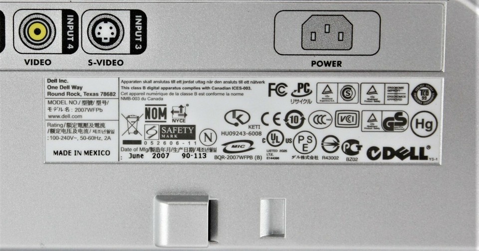 Dell 2007WFP 20" Widescreen UltraSharp LCD Monitor 1680 x 1050 VGA DVI ...