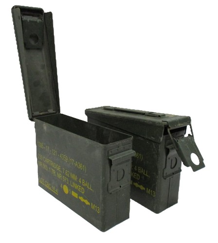 ARMY SURPLUS NATO SMALL AMMO CAN (2) PACK METAL STORAGE BOX MILITARY ...