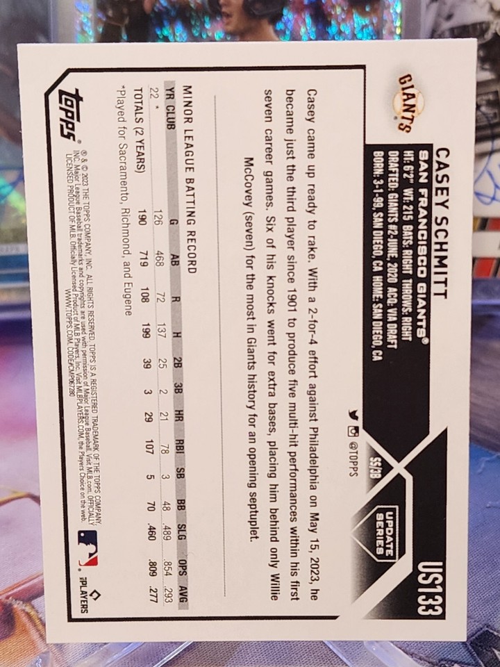 2023 Topps Update Series - #US133 Casey Schmitt (RC) | eBay