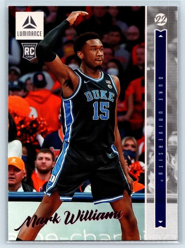 Mark Williams 2022 Chronicles Draft Luminance Pink RC #40 Duke Blue ...