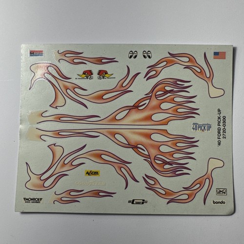 Monogram #2720 ‘40 Ford Pick Up Street Rod flame flamed 1/24 DECALS | eBay