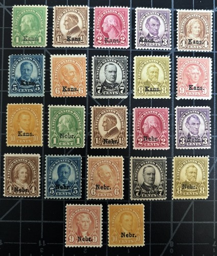 US Stamps-SC# 658 - 679 - MOG NH & H - Kans & Neb Overprint - SCV ...