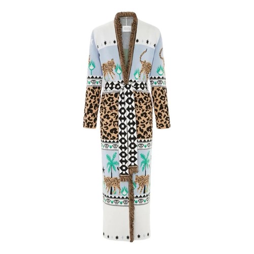 Hayley Menzies Leopardess Aqua Cotton Jacquard Duster Cardigan Size XL ...