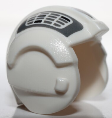 Lego Star Wars Minifig Helmet Rebel Pilot White Grid Dark Bluish Gray ...