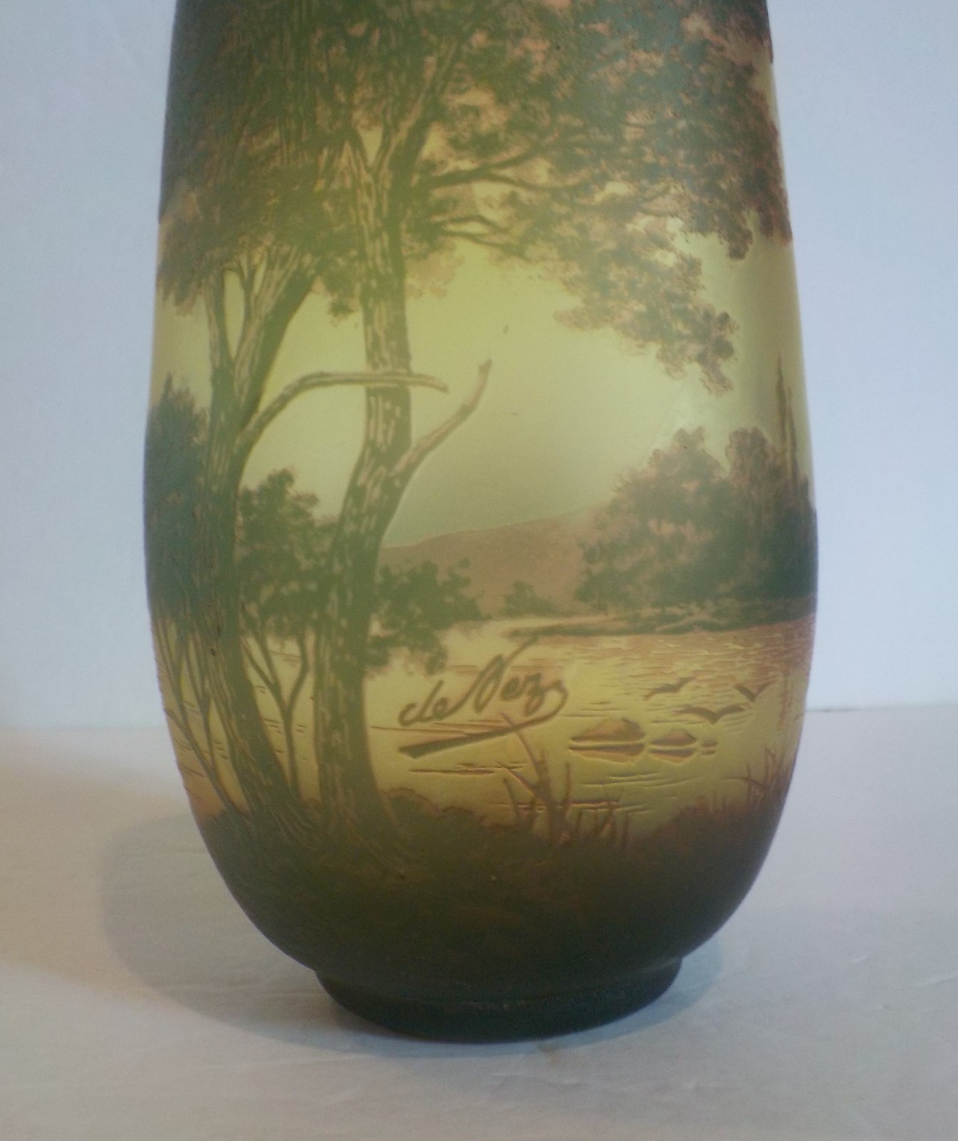 Antique De Vez French Cameo 5.5" Art Glass Scenic Vase, c. 1920 | eBay