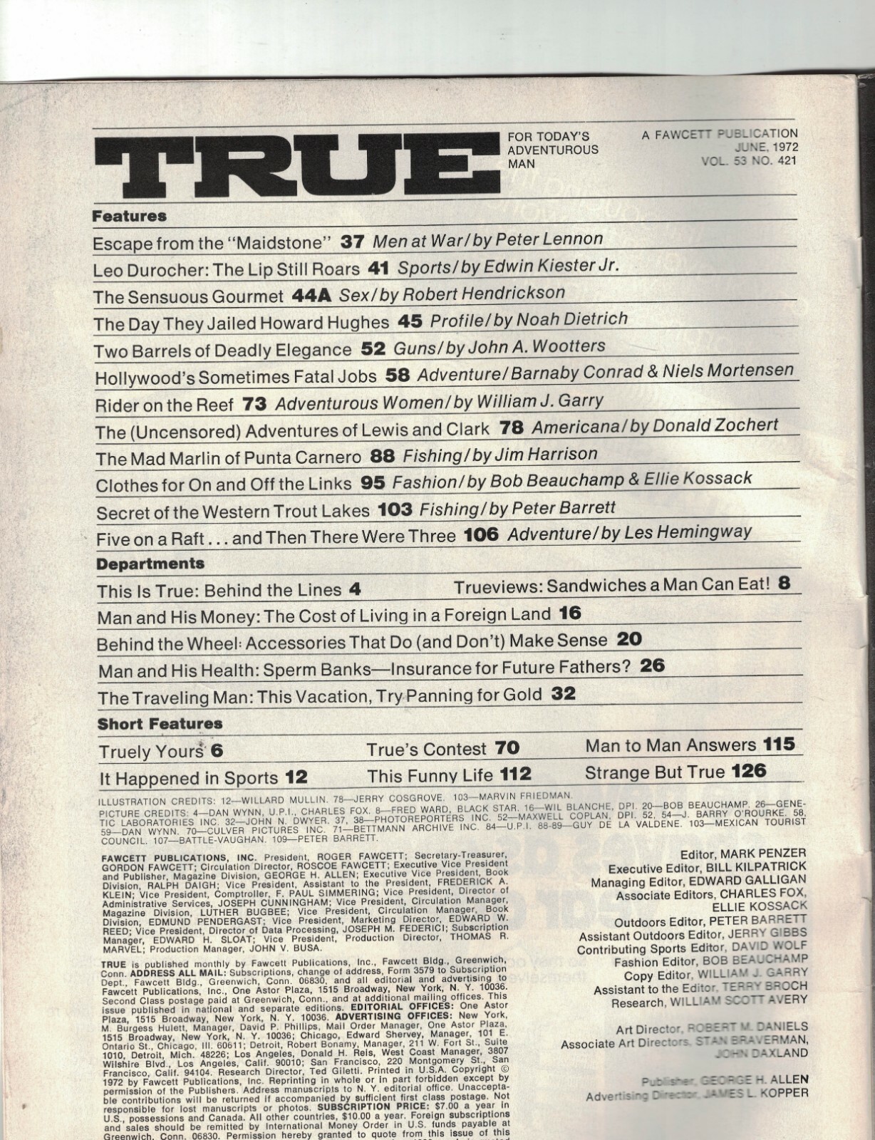True Magazine June 1972 Howard Hughes Eva Cropp Leo Durocher Maidstone ...
