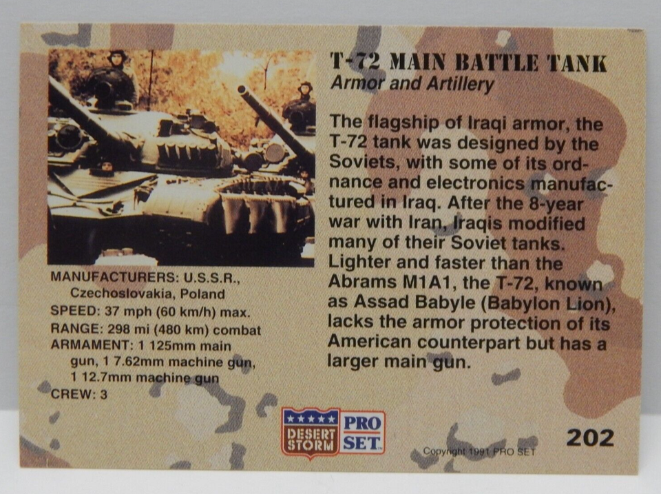 Military T-72 Main Battle Tank Trading Card #202 | eBay