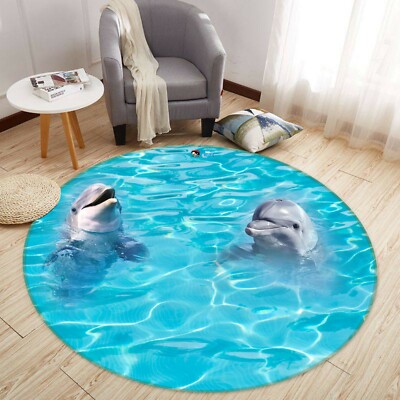 3D Dolphin Water Pattern Blue NAO3737 Game Rug Mat Elegant Photo Carpet ...