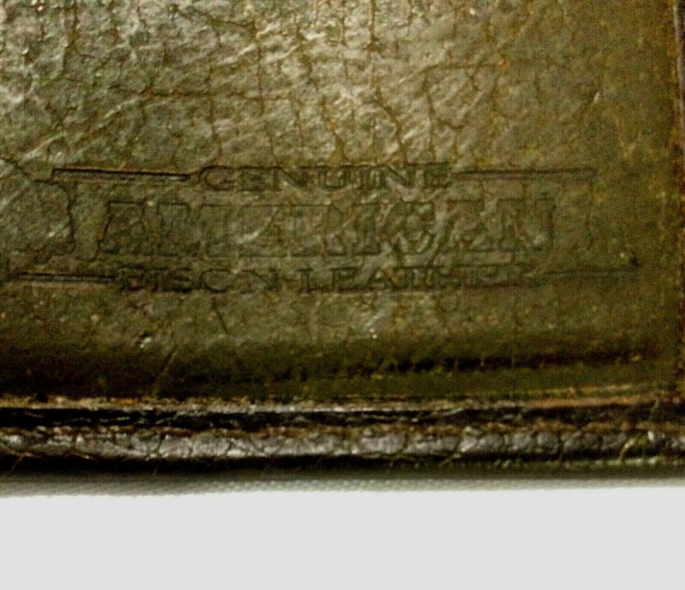 AMERICAN BISON LEATHER WALLET Brown Tri-Fold ID Credit Card Cash Money ...