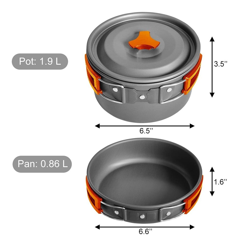 12Pcs Camping Cookware Set Camping Survival Stove Pot Pans Kit Portable ...
