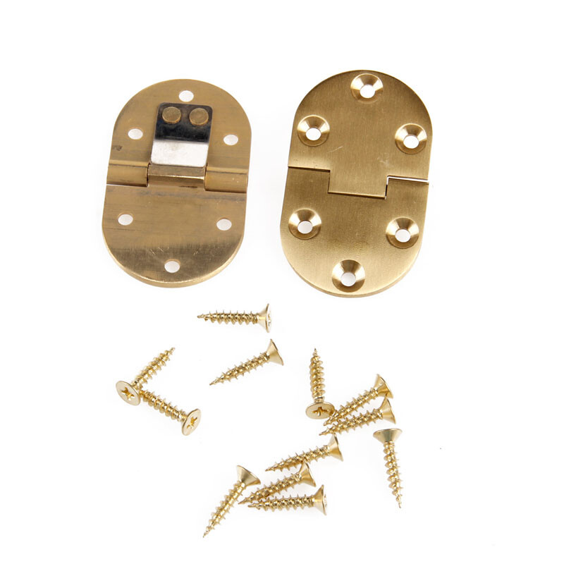 2Pcs Solid Brass Butler Tray Round Hinge Edge Folding Flaps With 12 ...