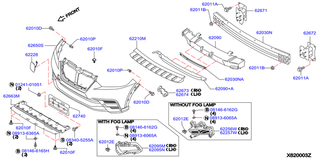 Genuine Nissan Molding - Front Bumper 62072-5r00a for sale online | eBay