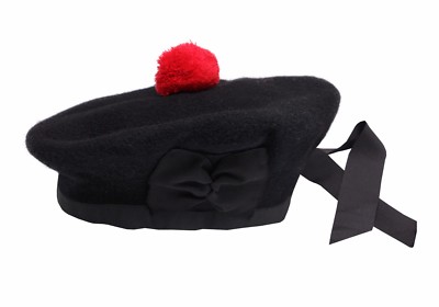 BALMORAL SCOTTISH BLACK 100% WOOL HAT CAP / Highland Balmoral Hat | eBay