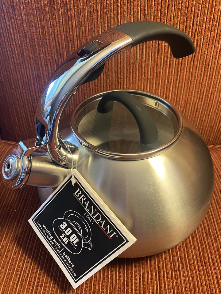 Brandani Italy Whistling Tea Kettle 3qt. Black Soft Touch Handle ...
