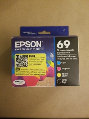 Sealed Epson 69 Ink Cartridge 4 Pack Black, Yellow, Magenta, Cyan EXP ...