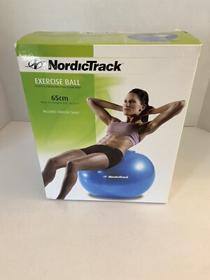 NordicTrack Exercise Ball Blue 65cm 5'6-5'11 Exercise Chart, No Pump | eBay