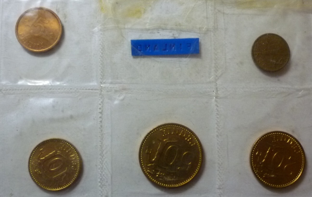 1964 FINLAND - UNC TYPE SET (5) w/ 1963 PENNI - 1 thru 50 PENNIA ...