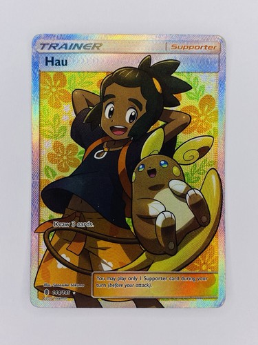 Hau 144/145 SM Guardians Rising 2017 Full Art Holo Pokémon Card TCG LP ...