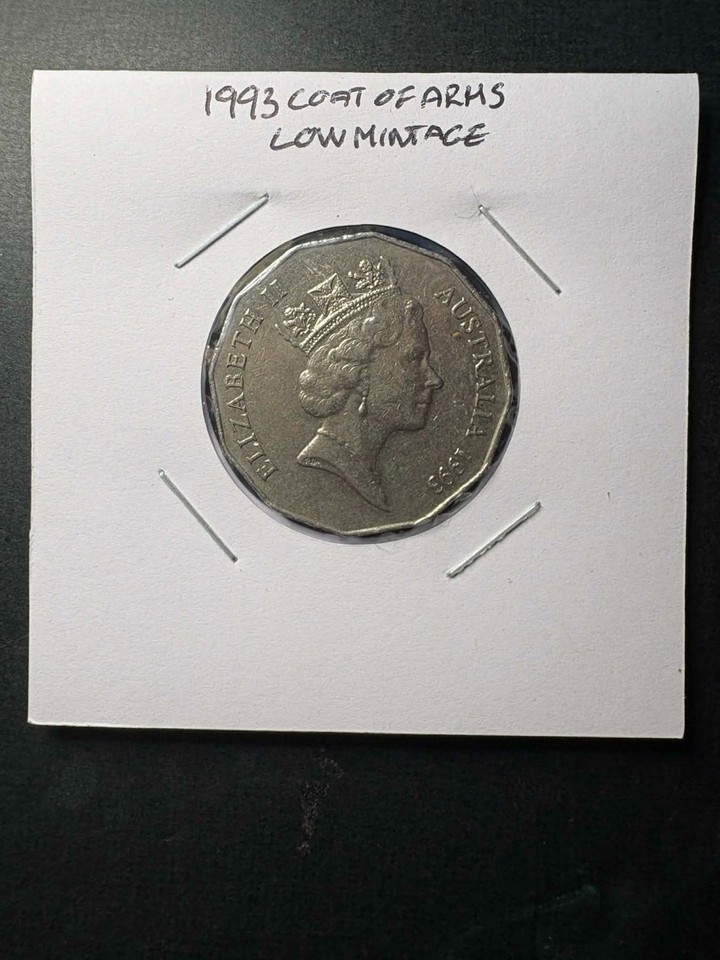 1993 50c Coin -1974 Coat of Arms- Low Mintage- Lightly circulated ...