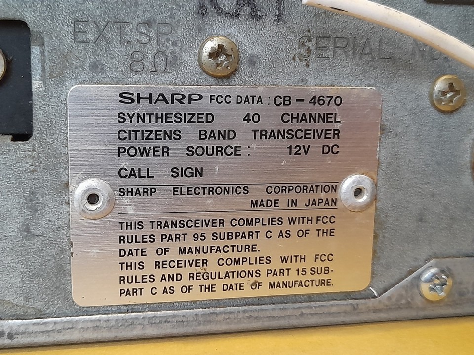 SHARP CB-4670 40 CHANNEL COMPONENT CB TRANSCEIVER - LINDARS RADIOS ...