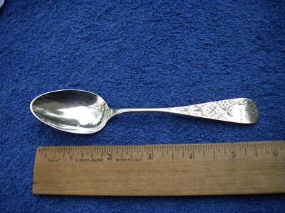 Early WHITING Sterling ANTIQUE LILY ENGRAVED Pattern TEASPOON-Mono HUGH ...