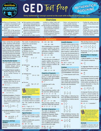 GED Test Prep - Mathematical Reasoning: A Quickstudy Laminated ...
